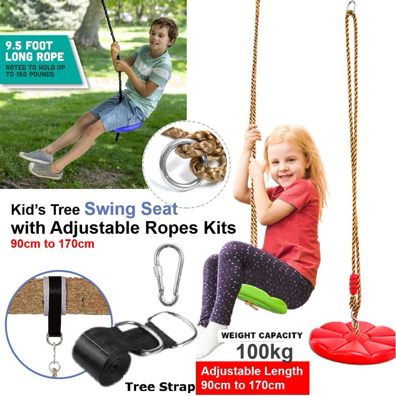 Kid's Outdoor Playground Tree Swing Disc With Adjustable Ropes Kits ...