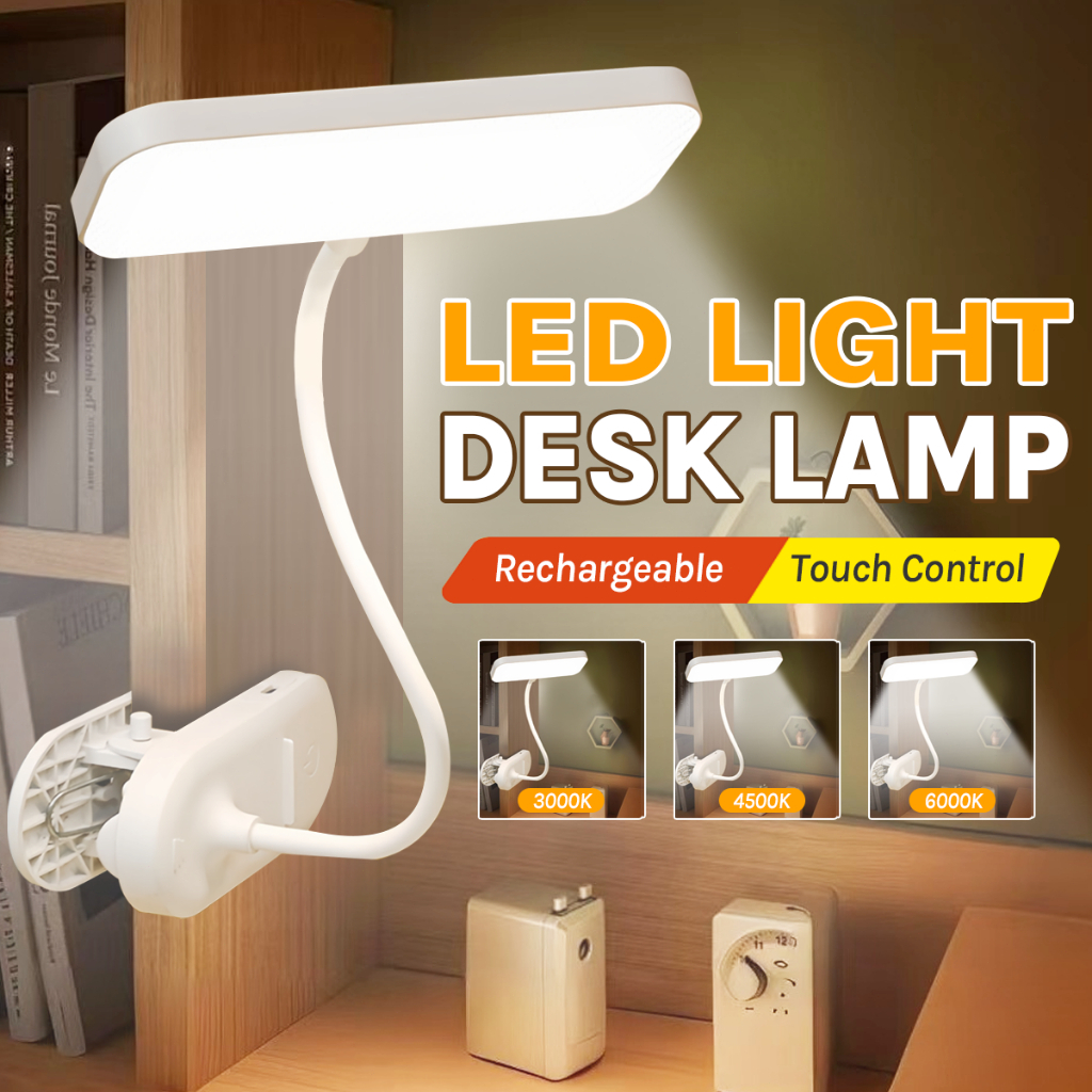 LED Rechargeable Desk Lamp USB Study Light for Bedroom Flexible Clip ...
