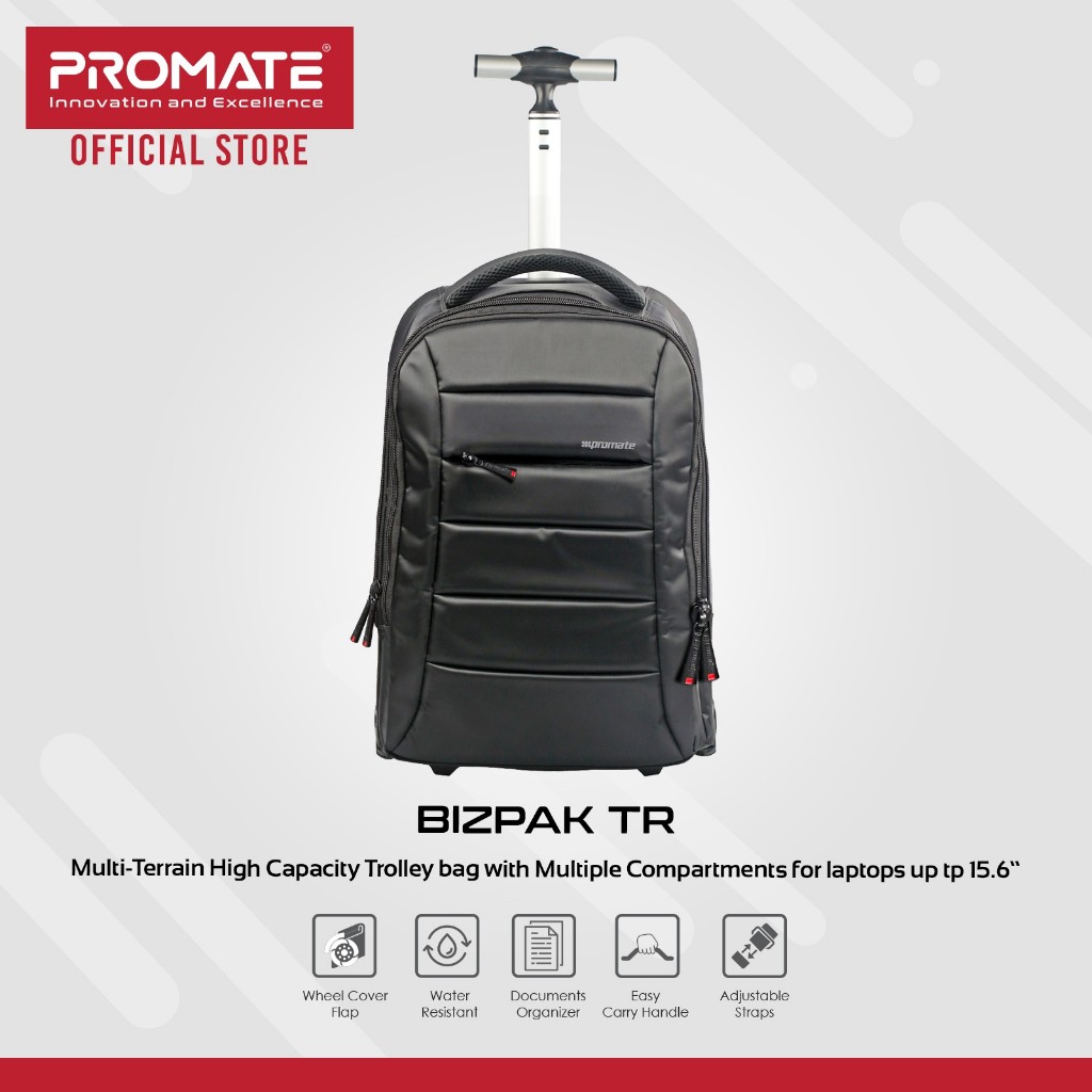 Promate BizPak-TR High Volume Heavy Duty Trolley Bag for Laptops up to ...