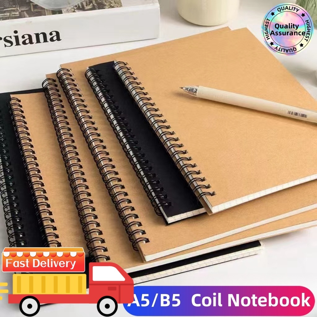 A5&B5 Kraft Paper Coil Notebook Retro Diary Line Notebook Loose-Leaf ...