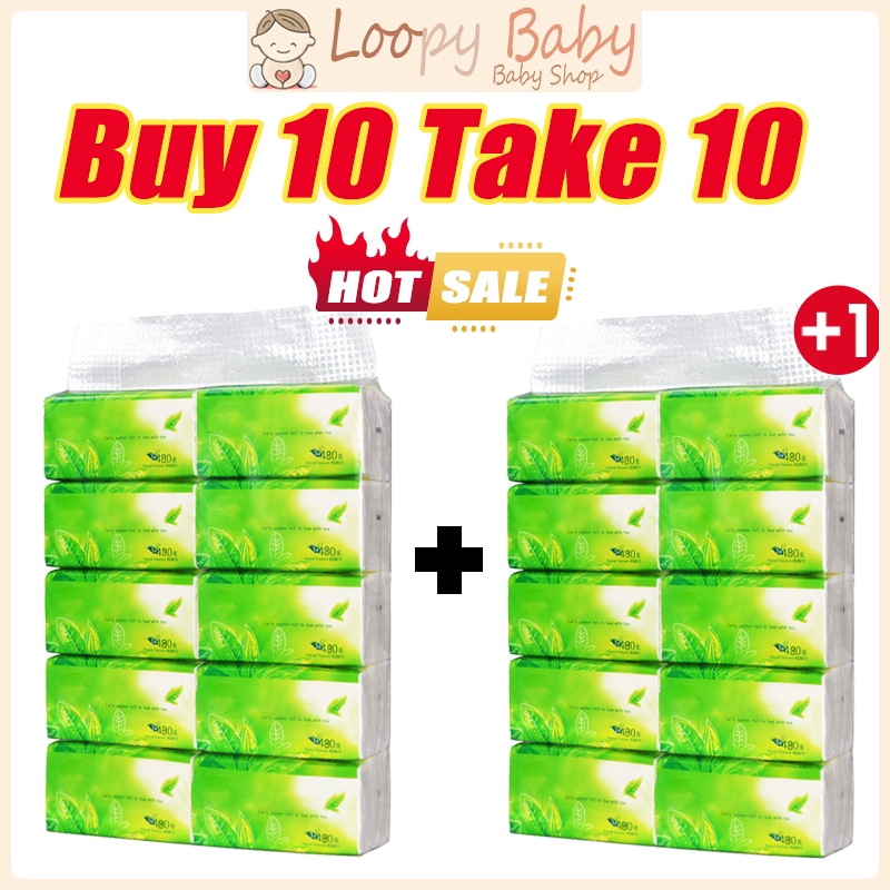 【Buy 10 Take 10】Tissue Facial Organic Green Tea Tissue Paper Car Toilet ...