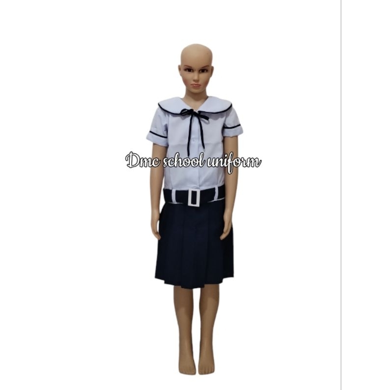TERNO NAVY BLUE PIPPING BLOUSE AND SKIRT SCHOOL UNIFORM | Shopee ...