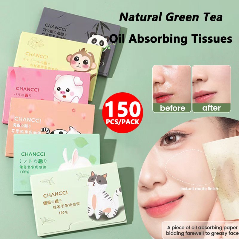150PCS natural green tea oil absorbing tissues Facial oil absorbing ...