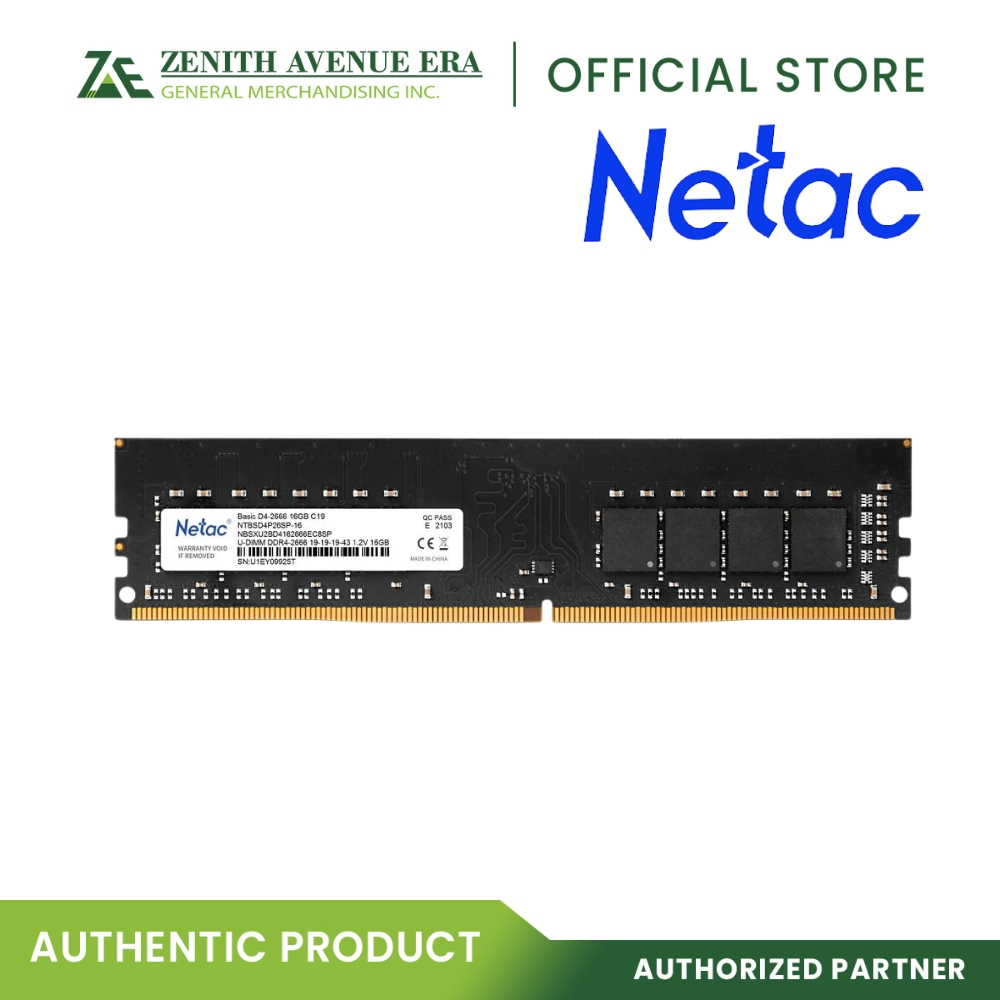 NETAC 16GB, 8GB MEMORY, 288-PIN DDR4 / PC, 3200MHZ, U-DIMM NTBSD4P32SP | Shopee Philippines