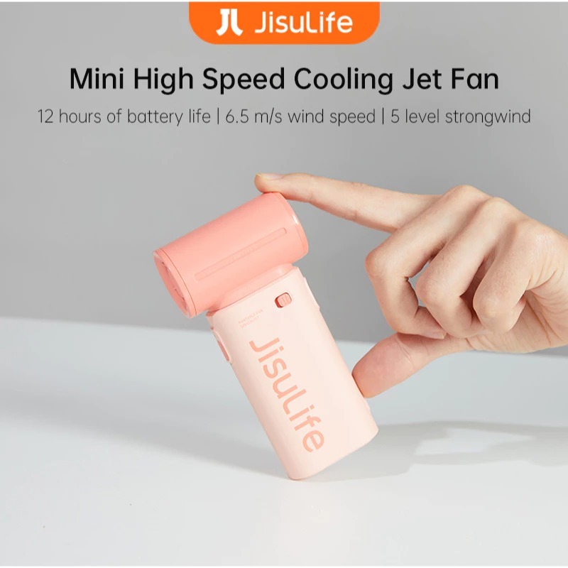 JISULIFE Mini Jet Fan Portable 5000mAh 5 speeds Strong wind Handheld ...