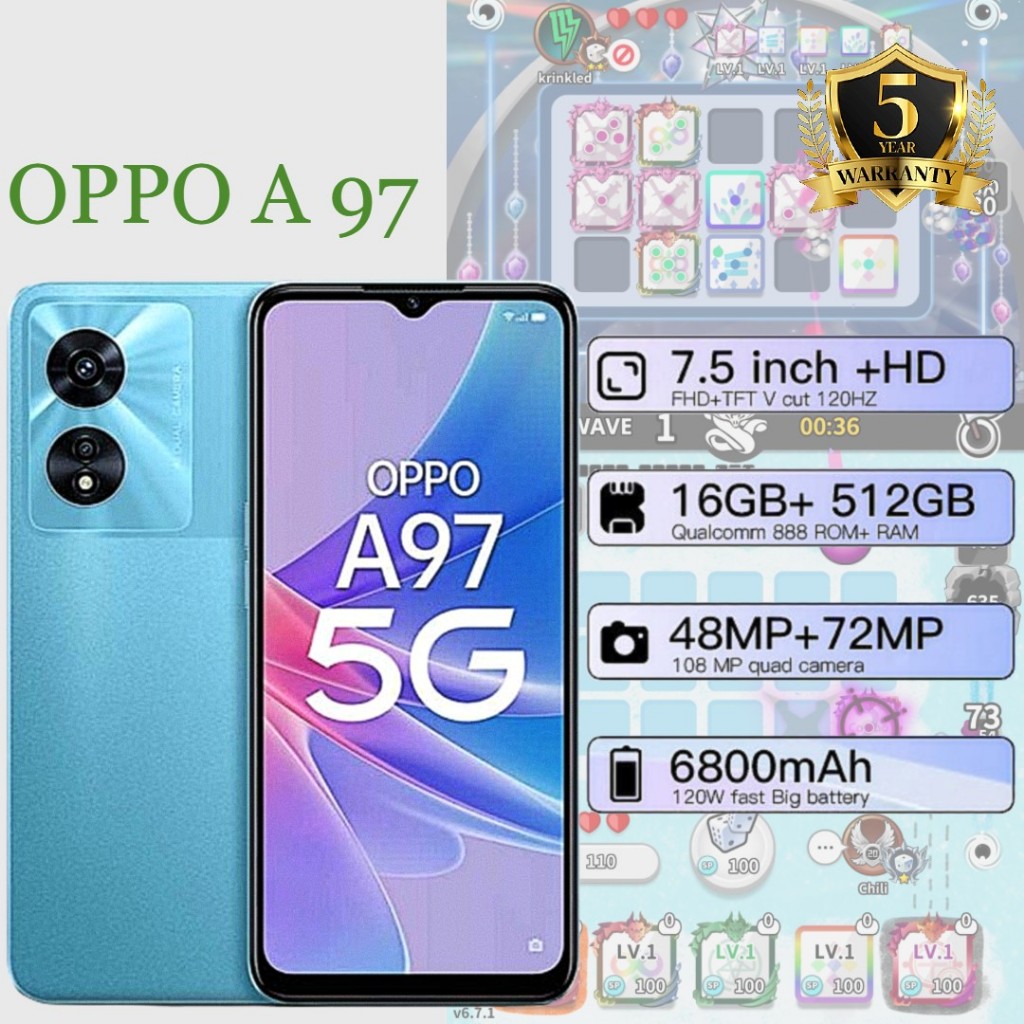 Oppo A97 5G 8GB+256GB Super Dual Storage|5000mAh Super Battery 200% Super Volume High Speed HD ...