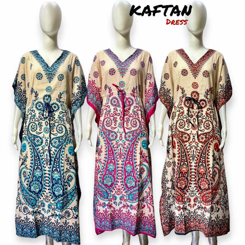 Kaftan maxi dress long kaftan daster plus size fit to L-3XL | Shopee ...