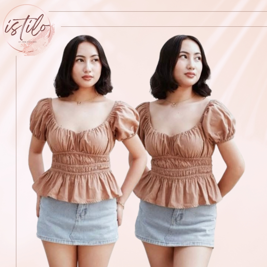 JAMELLA GARTERIZED LINEN TOP by ISTILO TAYTAY - Color of the year ...