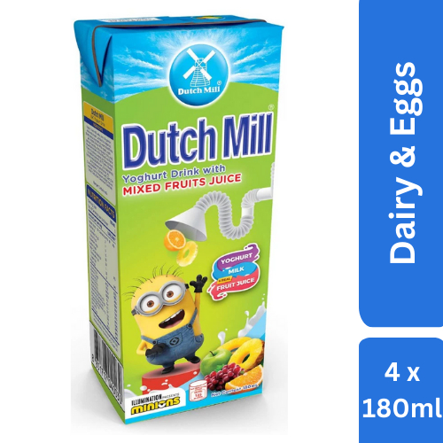 Dutch Mill Yoghurt Drink Mixed Fruits Juice 180mL x 4 | Shopee Philippines