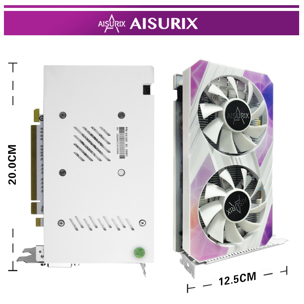 AISURIX Graphics Card RX 580 8GB GDDR5 256Bit 2084SP Computer GPU Video ...