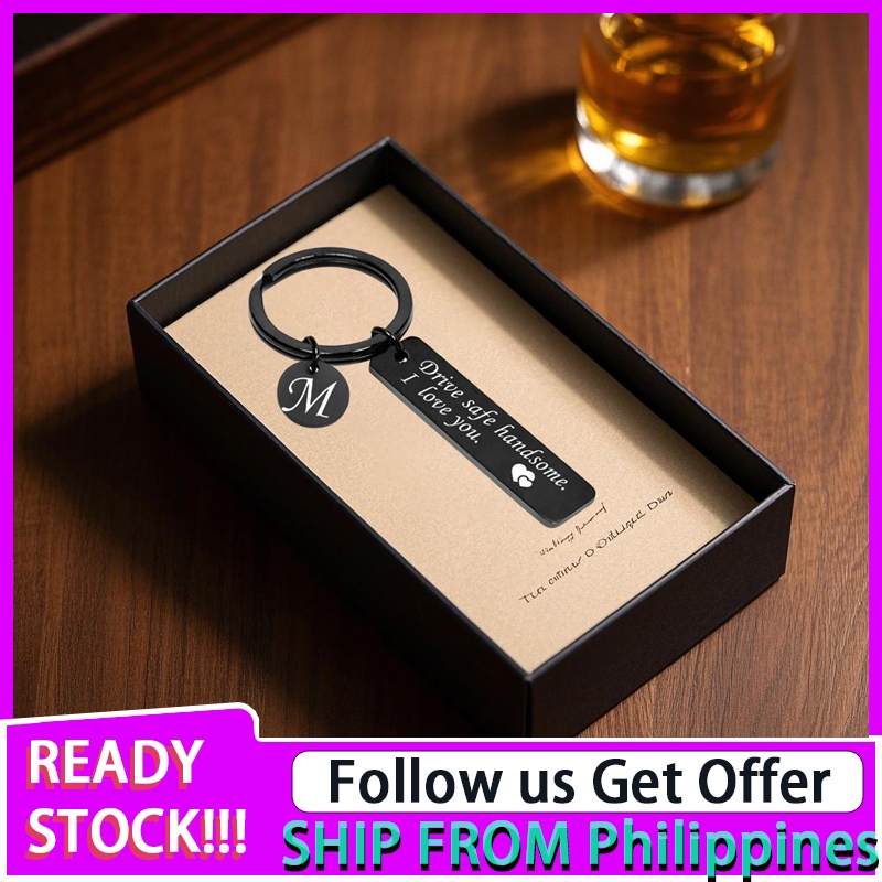 Personalized Keychain Drive Safe Keychain 26 Letters Key chain Father ...