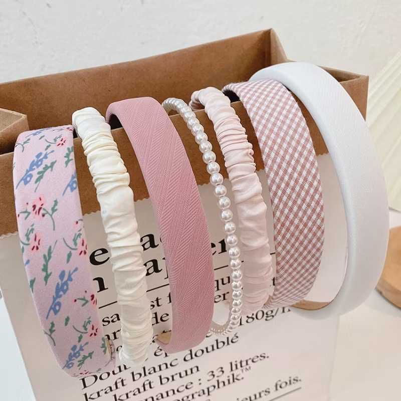 7 Pieces/Set Fashion Korean Headband Solid Color Floral Plaid Ladies ...