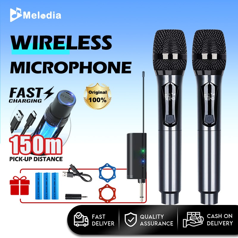 Professional Wireless Microphone UHF Handheld Rechargeable Dynamic ...