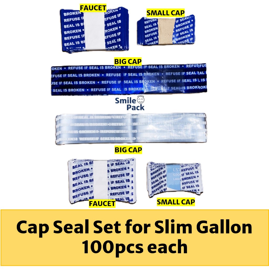 100 pcs Plastic Cap Seal for Slim Gallon - Big Cap, Small Cap, Faucet ...
