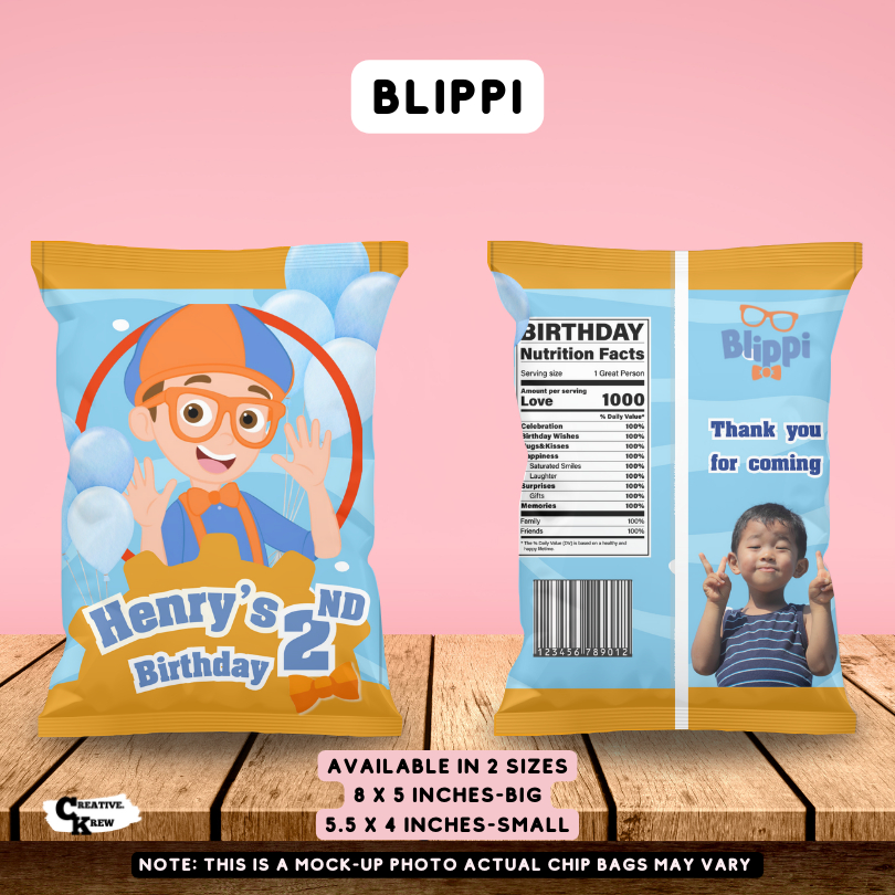 Blippi/Thomas/BossBaby/ Chip Bags Party Loot Bag Personalize Name ...