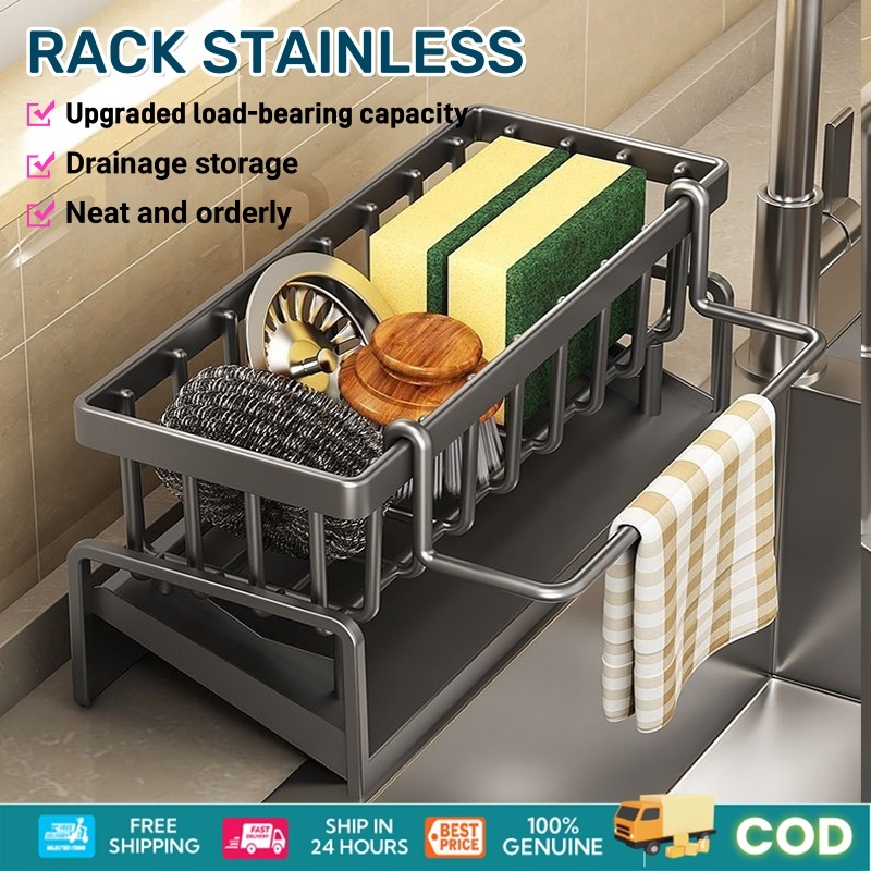 Kitchen Sponge Holder Stainless Bathroom Sink Storage Shelves Racks ...