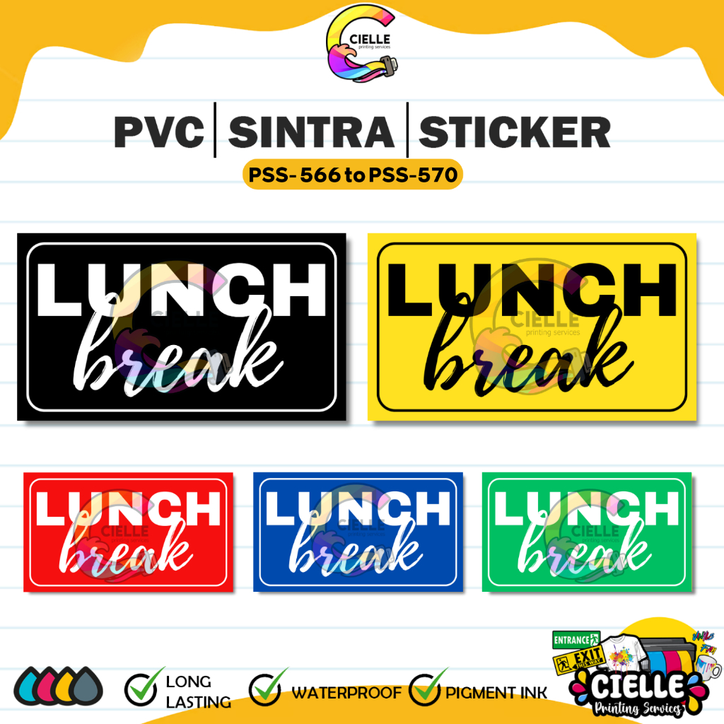 PVC │ SINTRA │ STICKER SIGNAGES (PSS-566 to PSS-570) - LUNCH BREAK ...