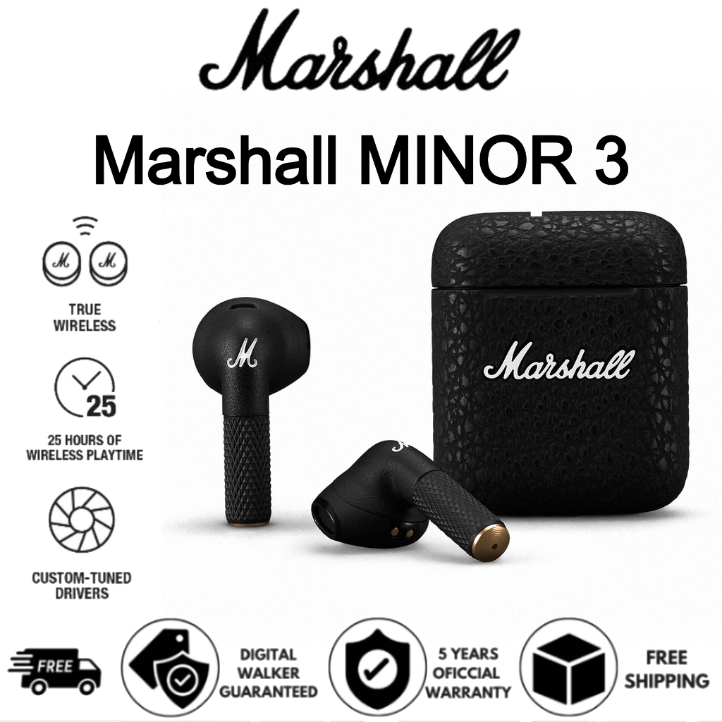 MARSHALL MINOR 3 TWS True Wireless Bluetooth Earbuds Gaming Earphones ...