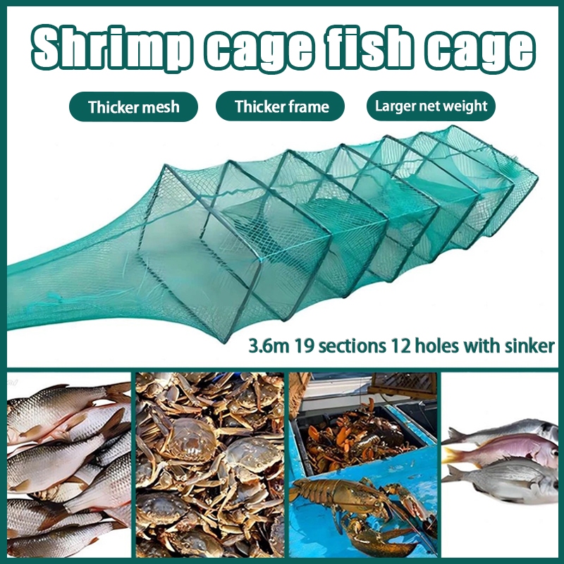 Shrimp Trap Folding fish cage Extra large fish cage Only in, no out ...