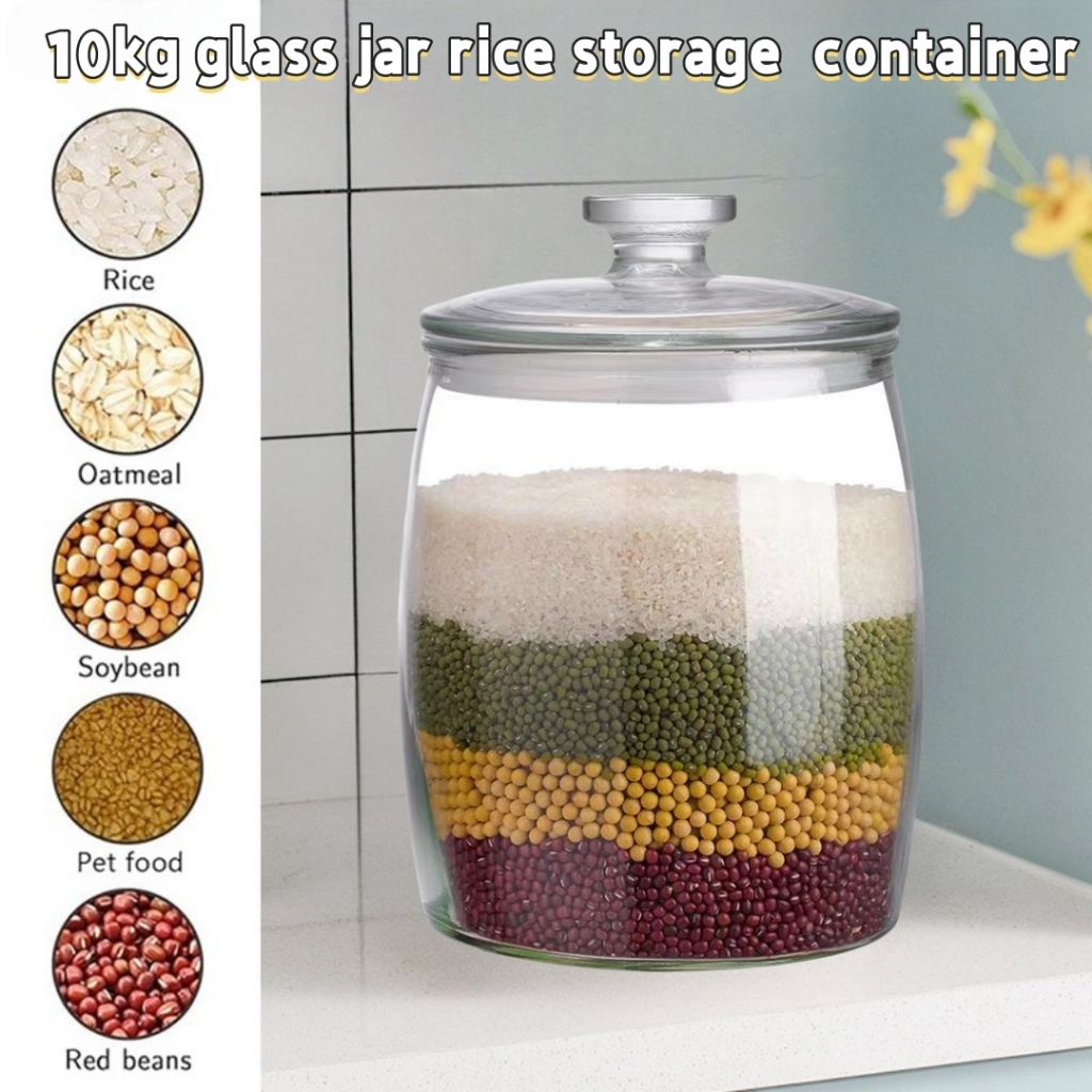 Big glass jars with lid storage rice dispenser 10 kilos kitchen ...