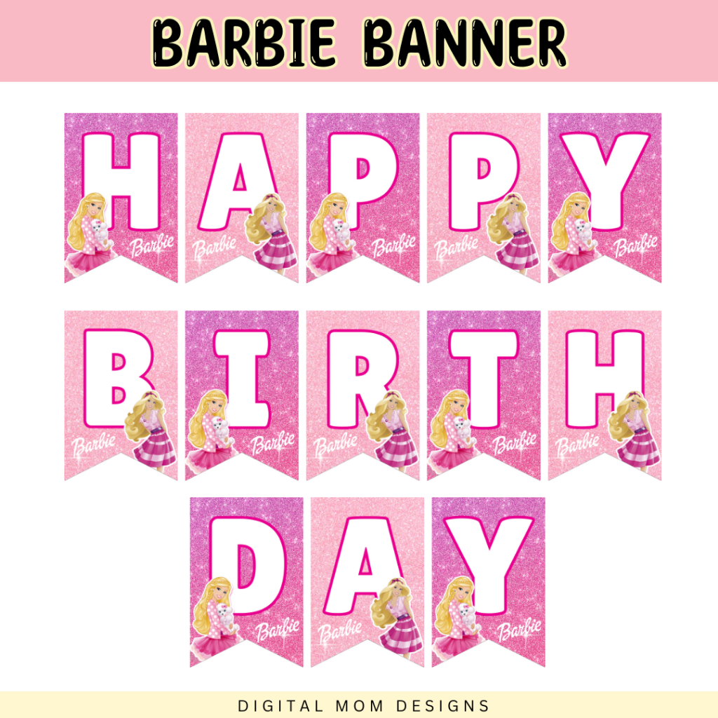 Barbie Customized Party Banner - Bunting Birthday Banner | Shopee ...