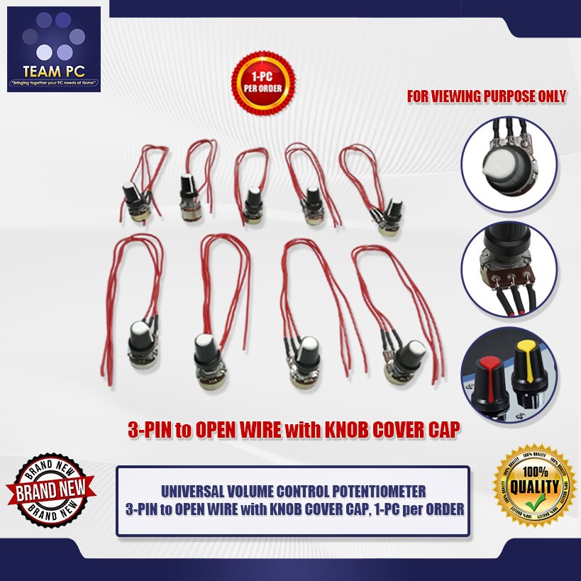 TEAM PC UNIVERSAL VOLUME CONTROL POTENTIOMETER 3-PIN to OPEN WIRE with ...