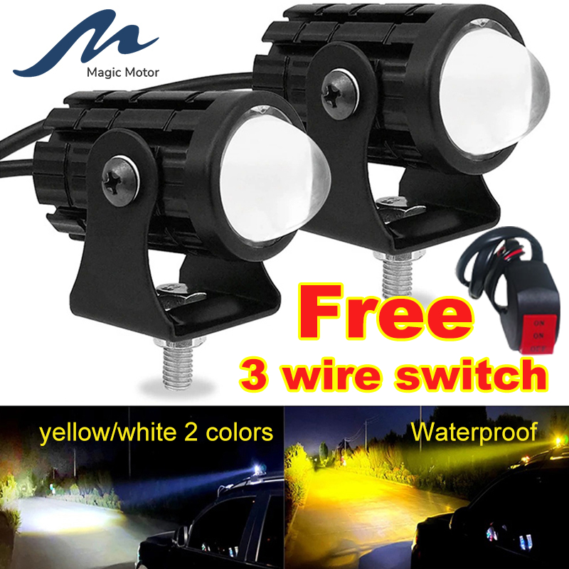 Mini Driving Light White+Yellow Pair of Universal High Quality LED ...