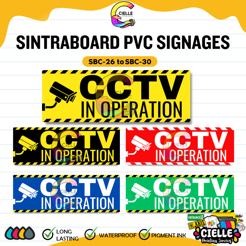 SINTRA PVC SIGNAGES (SBC-26 to SBC-30) - CCTV IN OPERATION Waterproof ...