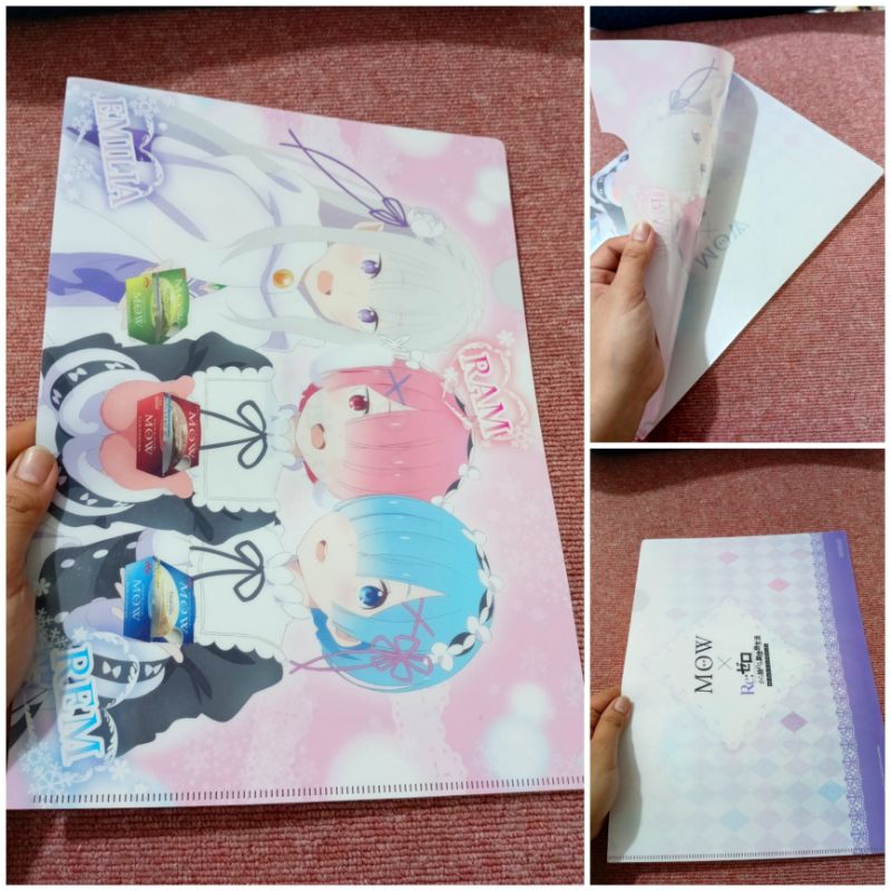 ram,rem and emilia re zero a4 l type plastic folder | Shopee Philippines