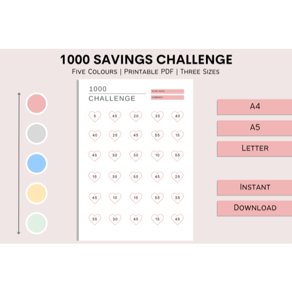 Digital Planner, 1000 Savings Challenge Planner, Savings Tracker ...
