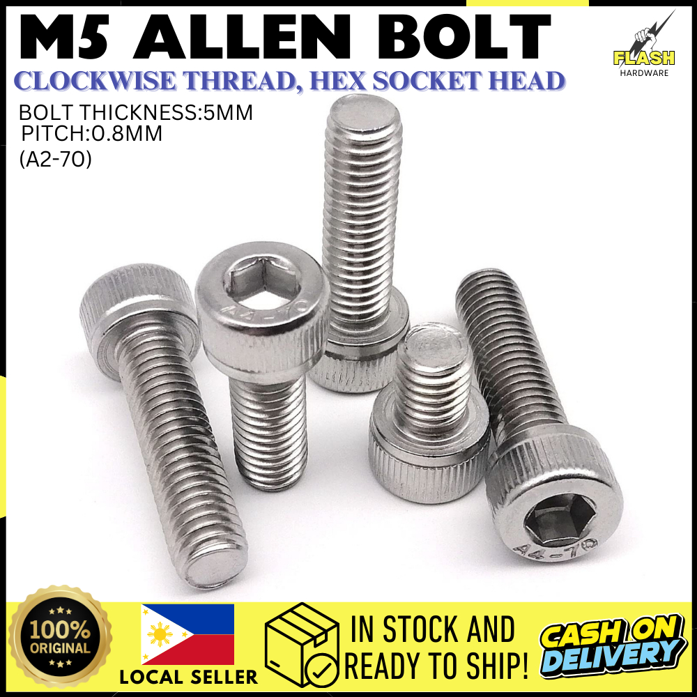 5mm Allen Bolt 304 Stainless Steel Hex Socket Head Bolt Sold 5pcs ...