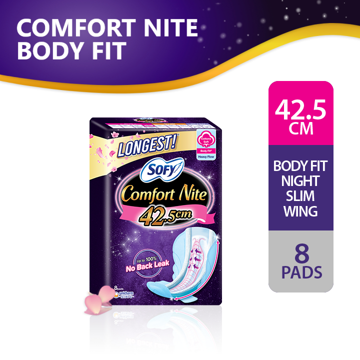 SOFY Comfort Nite Overnight Sanitary Napkin with Wings 42.5cm - 8 pcs ...