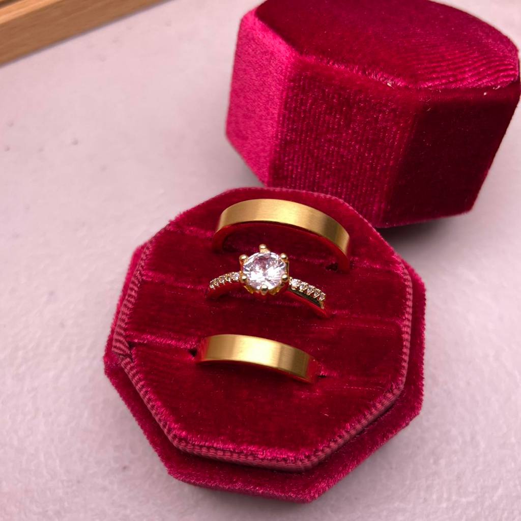 Proposal Engagement Gold Plated 3-in-1 Ring Wedding Ring Customizable ...