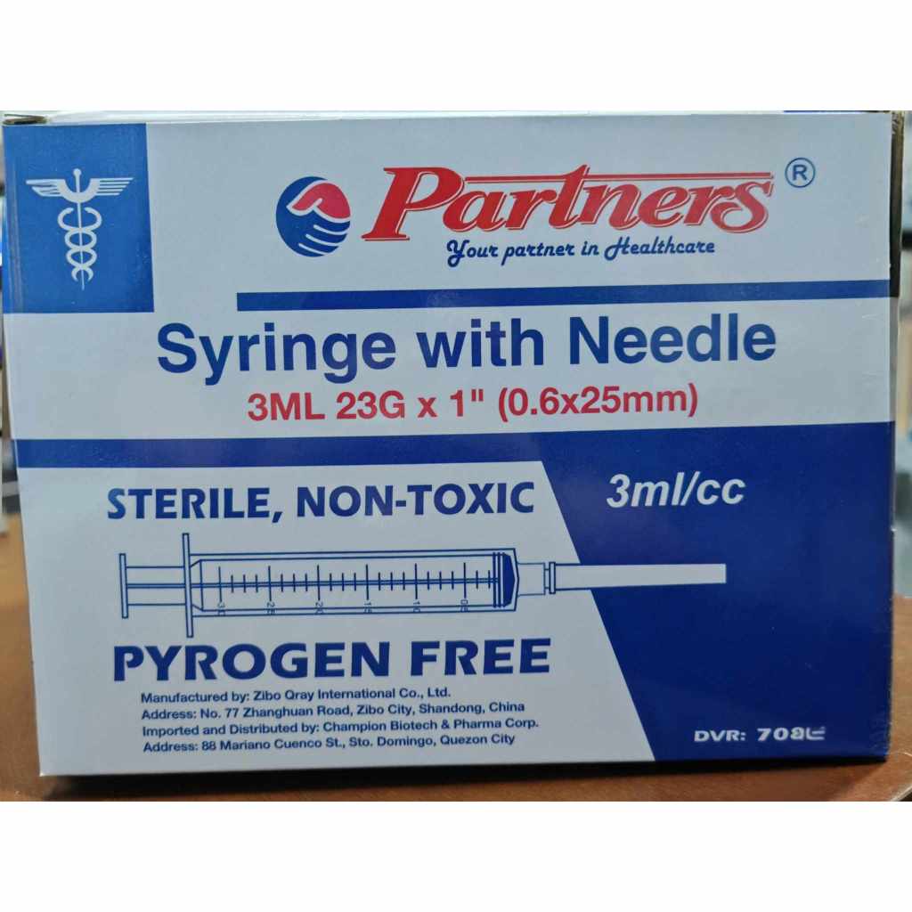 PARTNERS, 3ml/ 3cc syringe with needle g. 23 100's (PER BOX) | Shopee ...