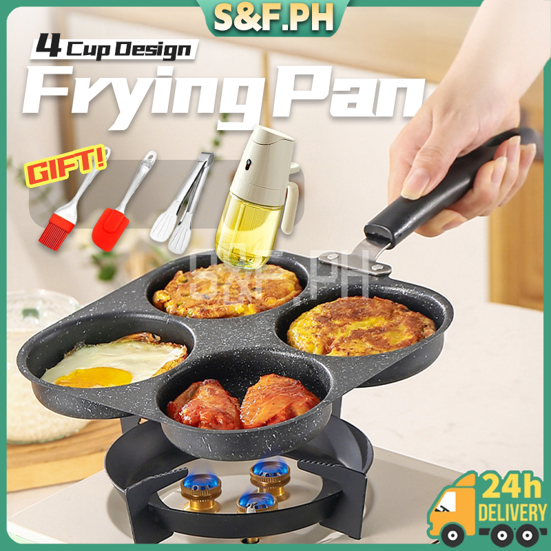 S&F 4-compartment Frying Pan for Cooking Hamburgers Eggs Ham Pancakes ...
