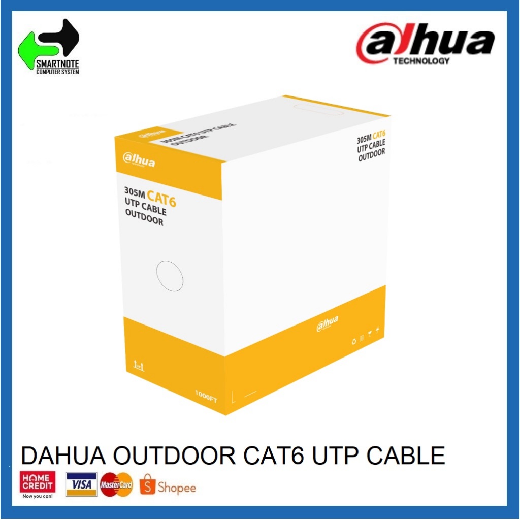 DAHUA OUTDOOR CAT6 UTP CABLE (PFM920-6UN) UTP CAT6 Cable 305M | Shopee ...
