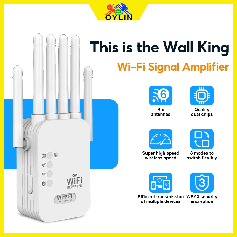 Wireless WiFi Repeater 6-Antennas Internet 2.4G 4G Network Wifi Router ...