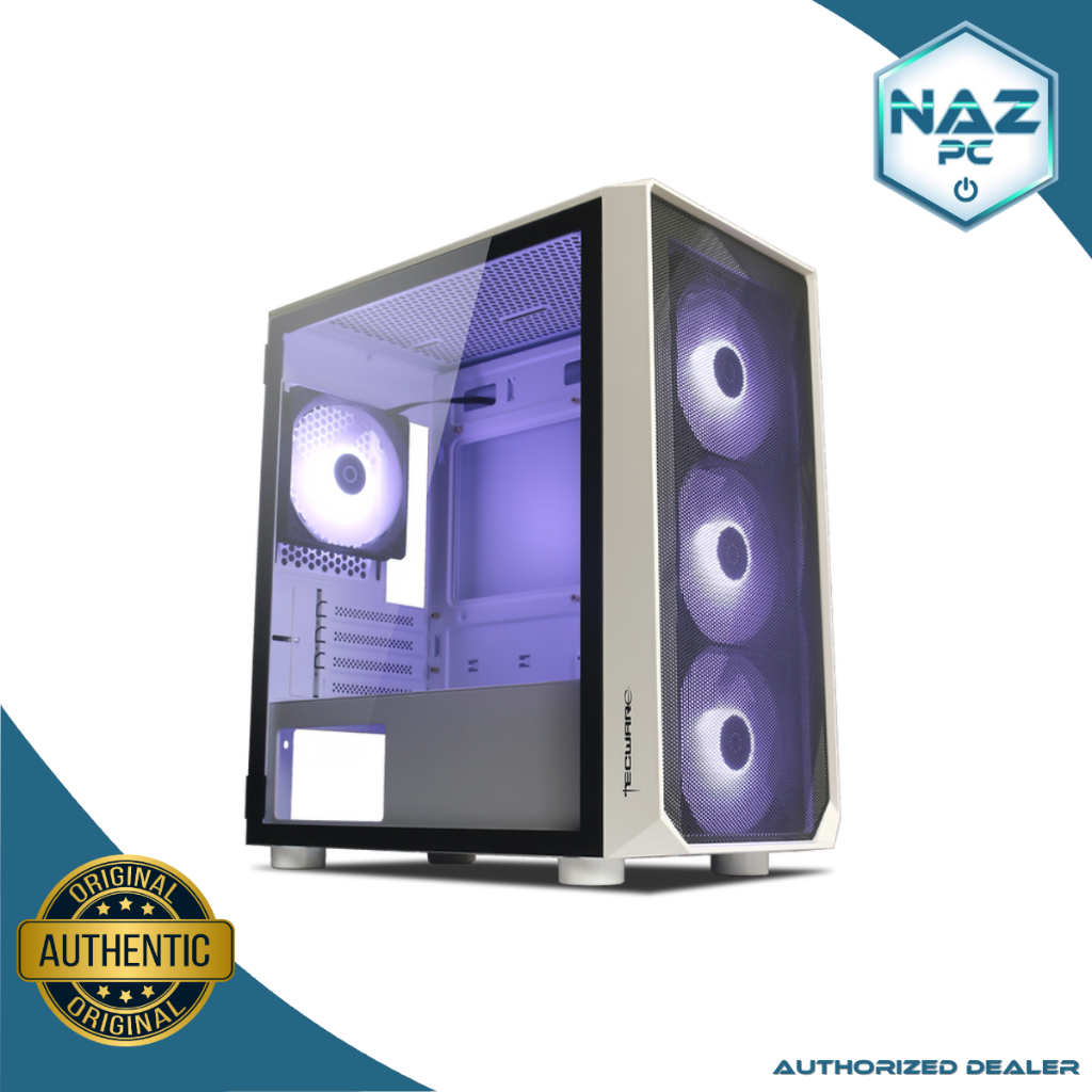 Tecware Forge M White MATX Tempered Glass Case w/ 4X 120mm ARGB Fans ...