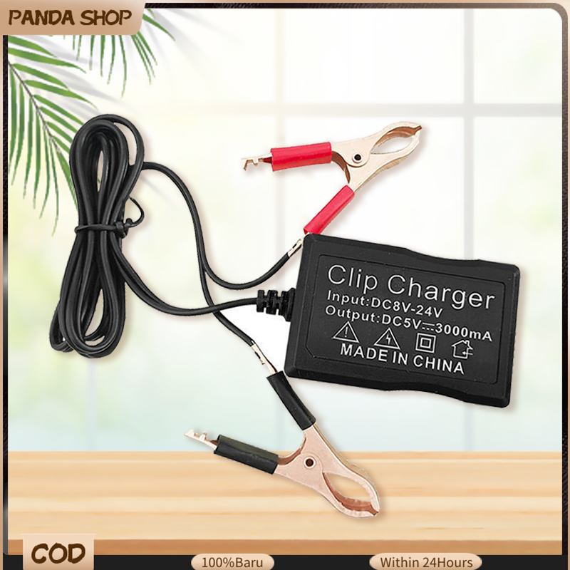 DC12V24V Portable DC Converter Car Motorcycle USB Charger Battery Clip ...