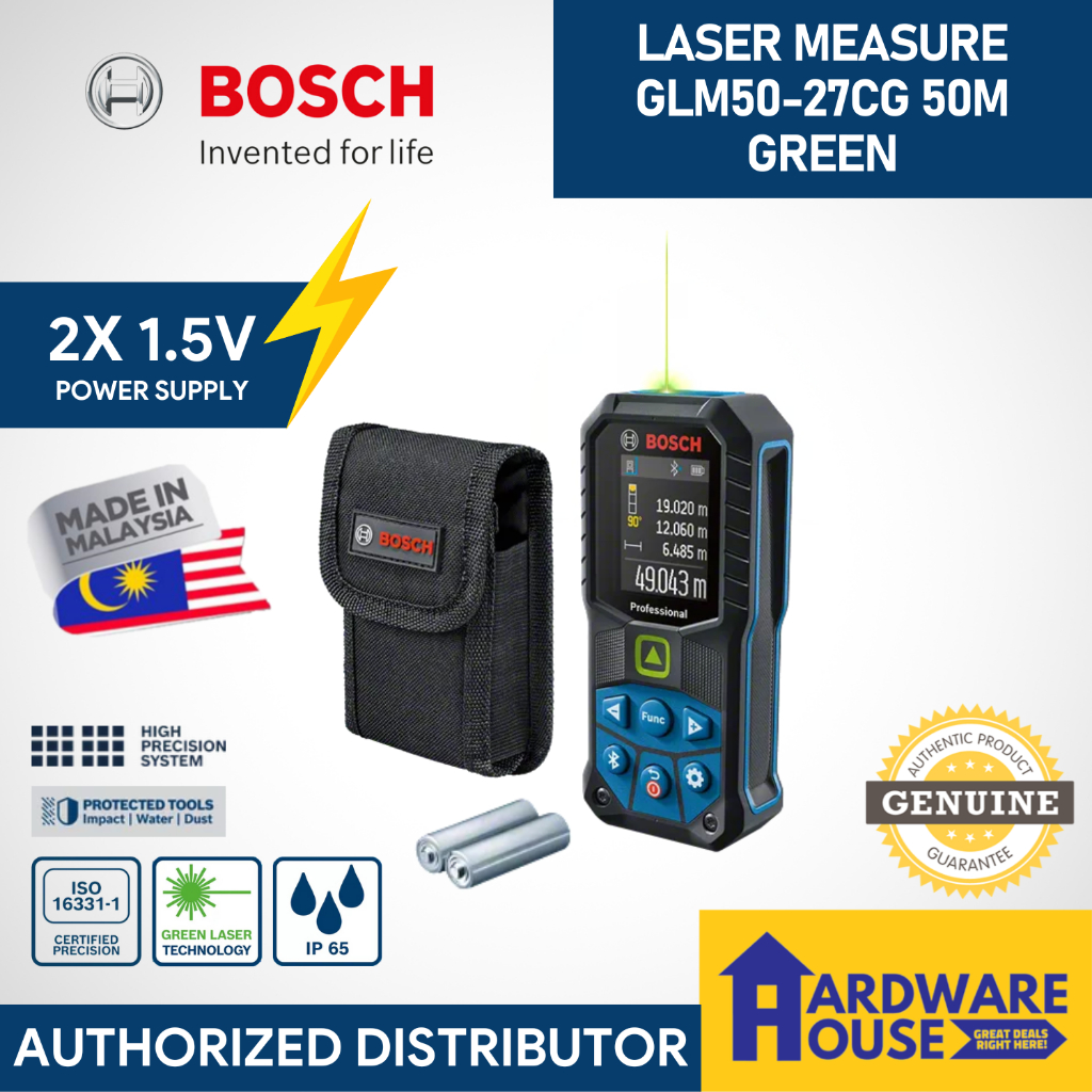 ORIGINAL BOSCH GLM 50-27 CG Green Laser Distance Meter Angle Incline Measuring Tool | Shopee ...