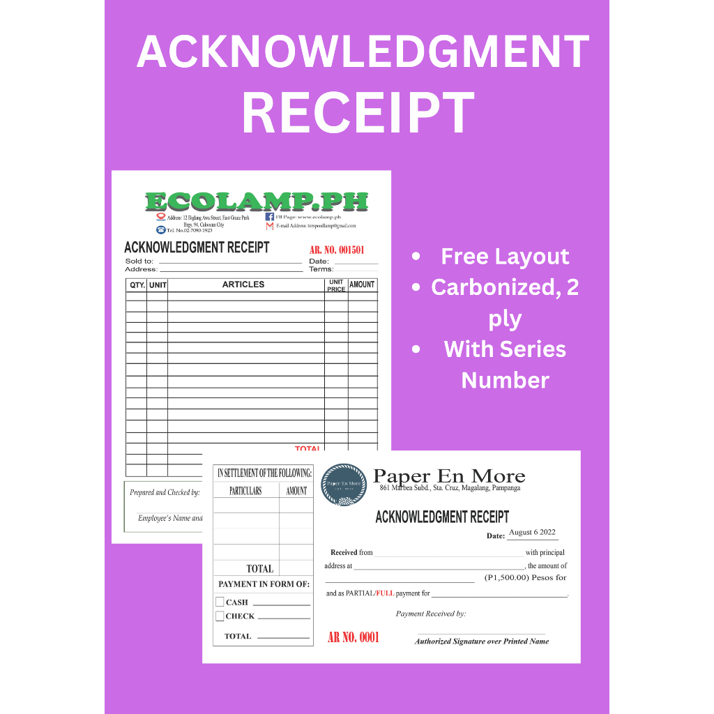 GENERIC CARBONIZED RECEIPT THAT CAN BE CUSTOMIZED (DUPLICATE)! | Shopee Philippines