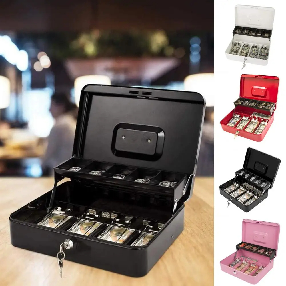 Cash Box Portable Money Safe Box Metal Cash Storage Box with Lock ...