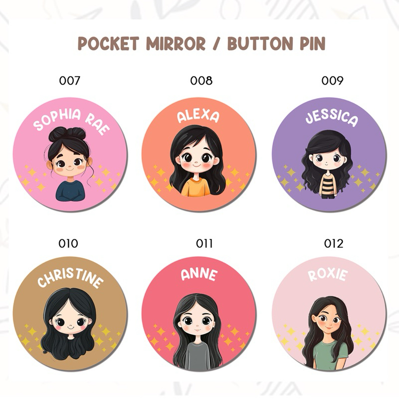 Personalized Pocket Mirror / Button Badge (Cartoon) | Shopee Philippines