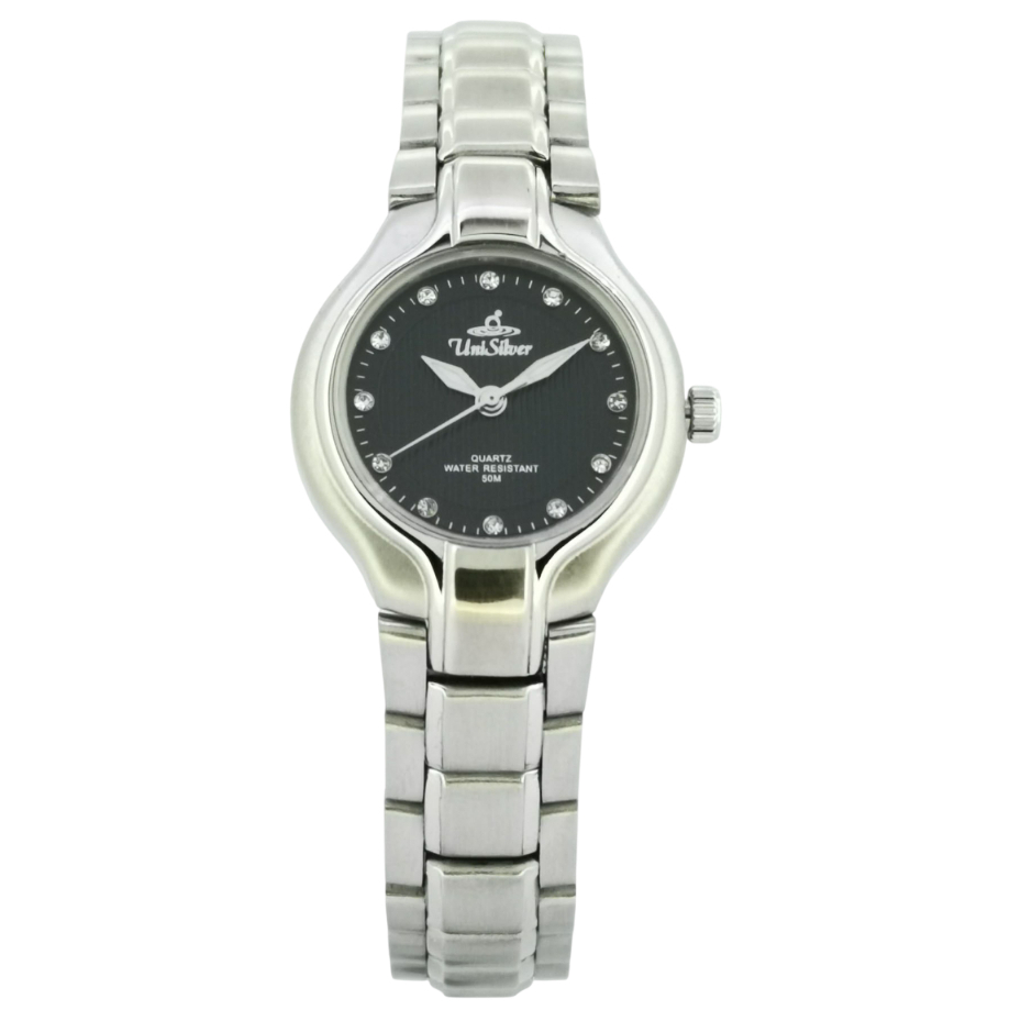 UniSilver TIME Women's Silver / Black Analog Stainless steel watch ...