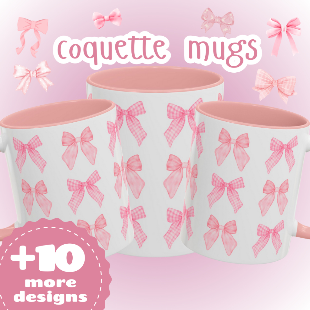 Pink Coquette Bow Ribbon Mug | Cute Coffee Cup Trending | Personalized ...