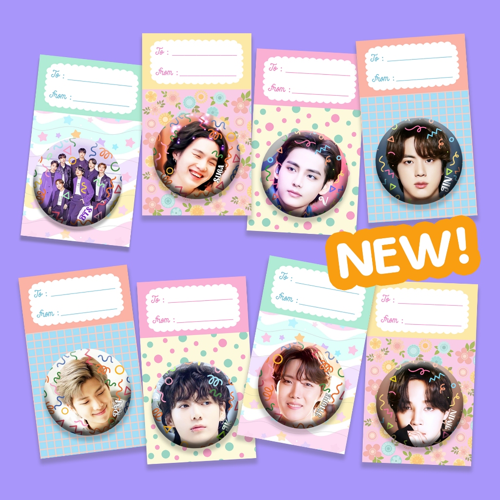 (1 Piece) Button Pin Gift Pack 2.25" Glitter Laminated - Bangtan BTS ...
