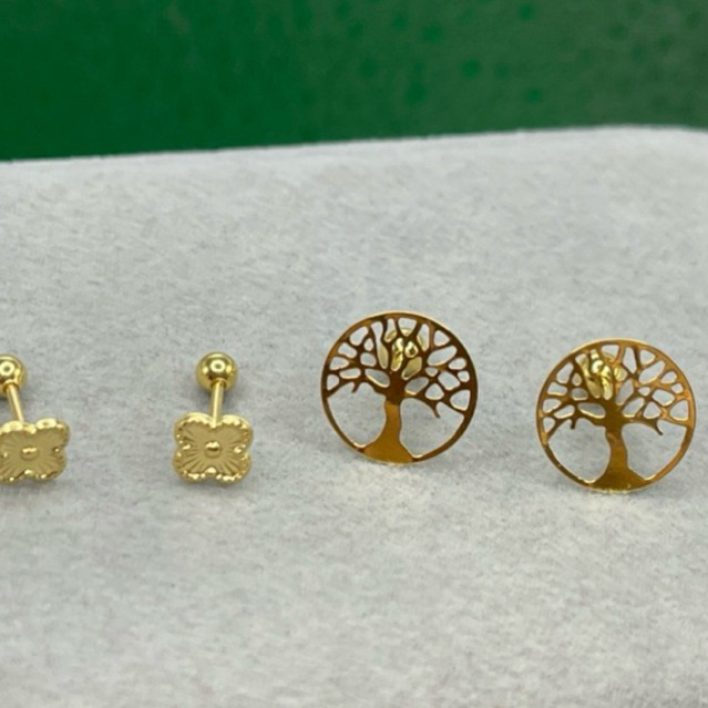 COD PAWNABLE 18k SAUDI GOLD DE ROSCAS STUD EARRING | Shopee Philippines