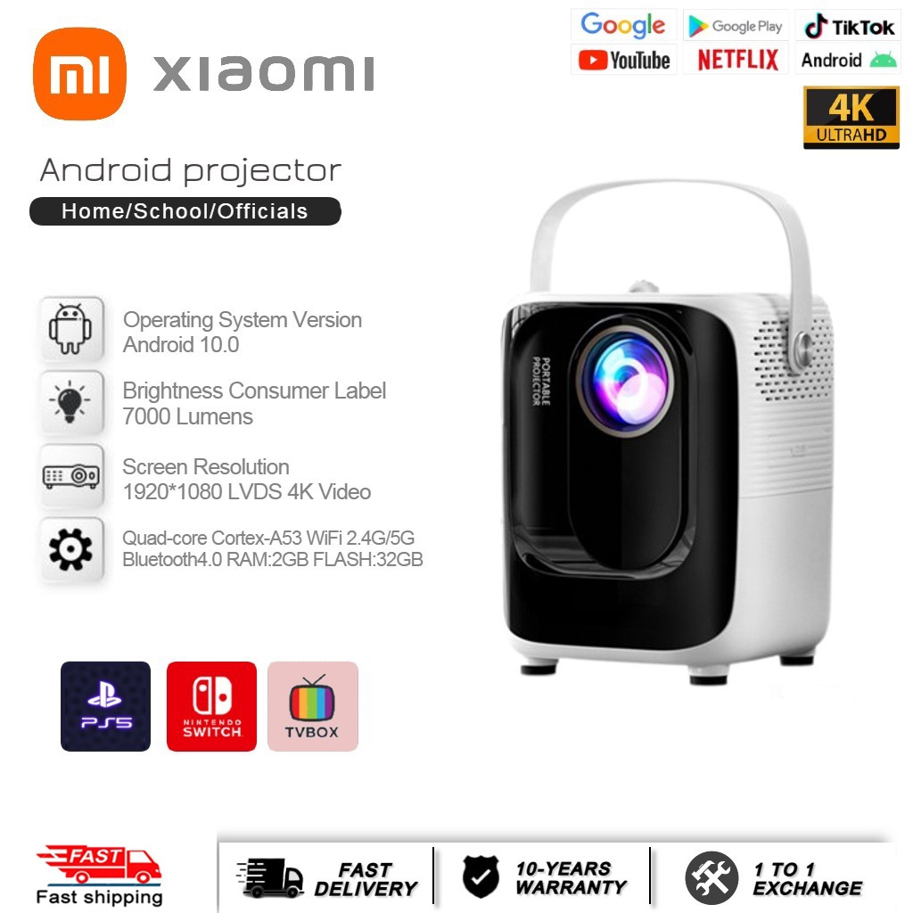 Xiaomi Projector 1080P 4K Android 10.0 With Bluetooth Home Theater ...