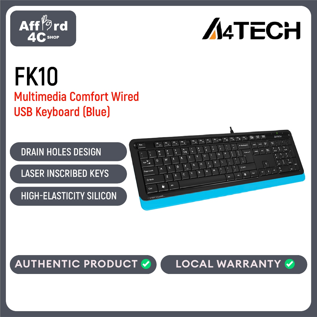 A4Tech Fstyler FK10 Sleek Multimedia Comfort Wired USB Keyboard | Shopee Philippines