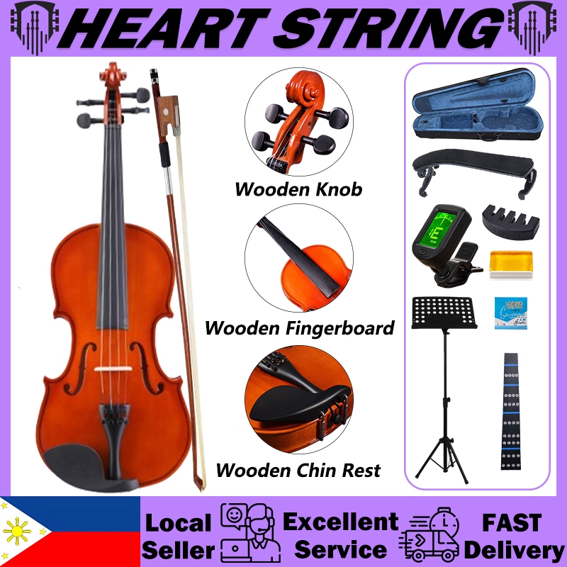 Heart String Full Size Violin Set with Wooden Fingerboard Hand Made ...